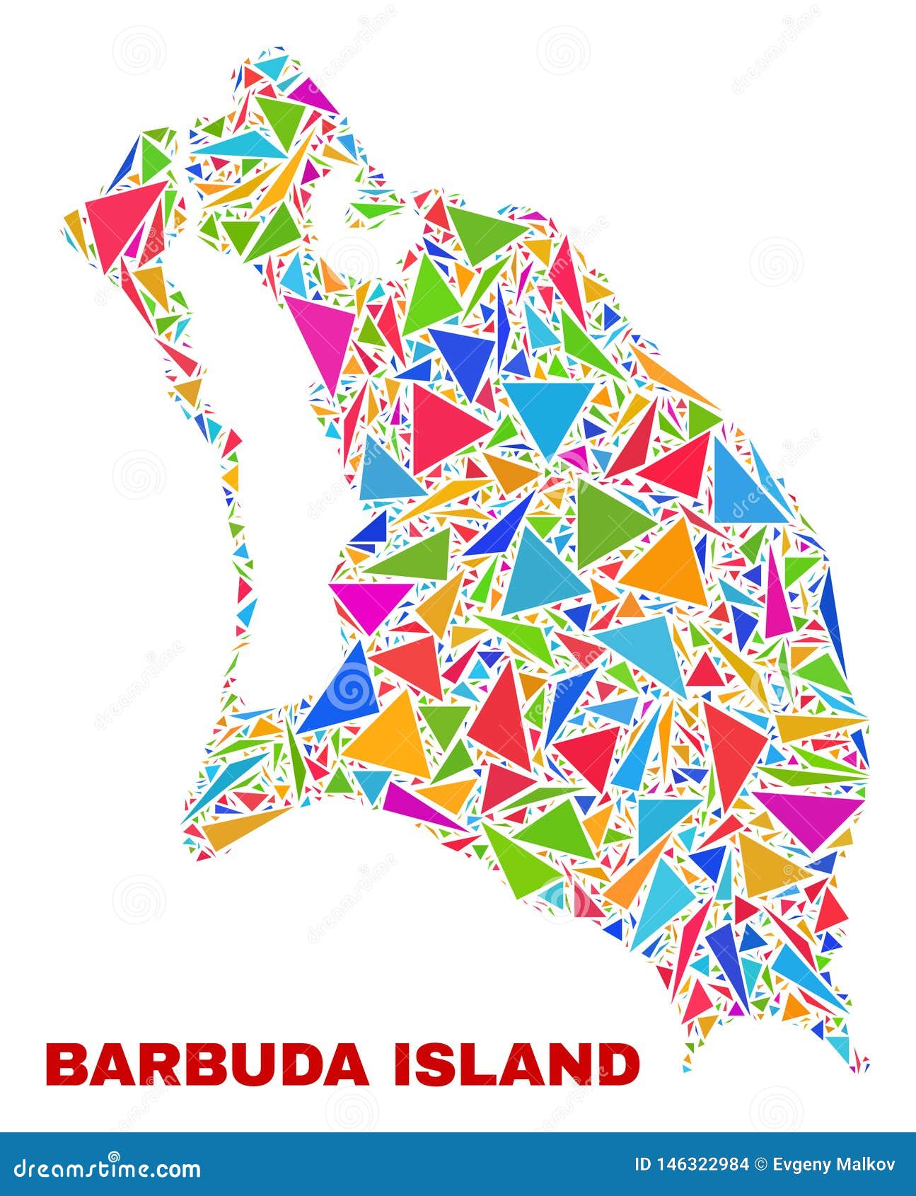 Barbuda Island Map - Mosaic of Color Triangles Stock Vector ...