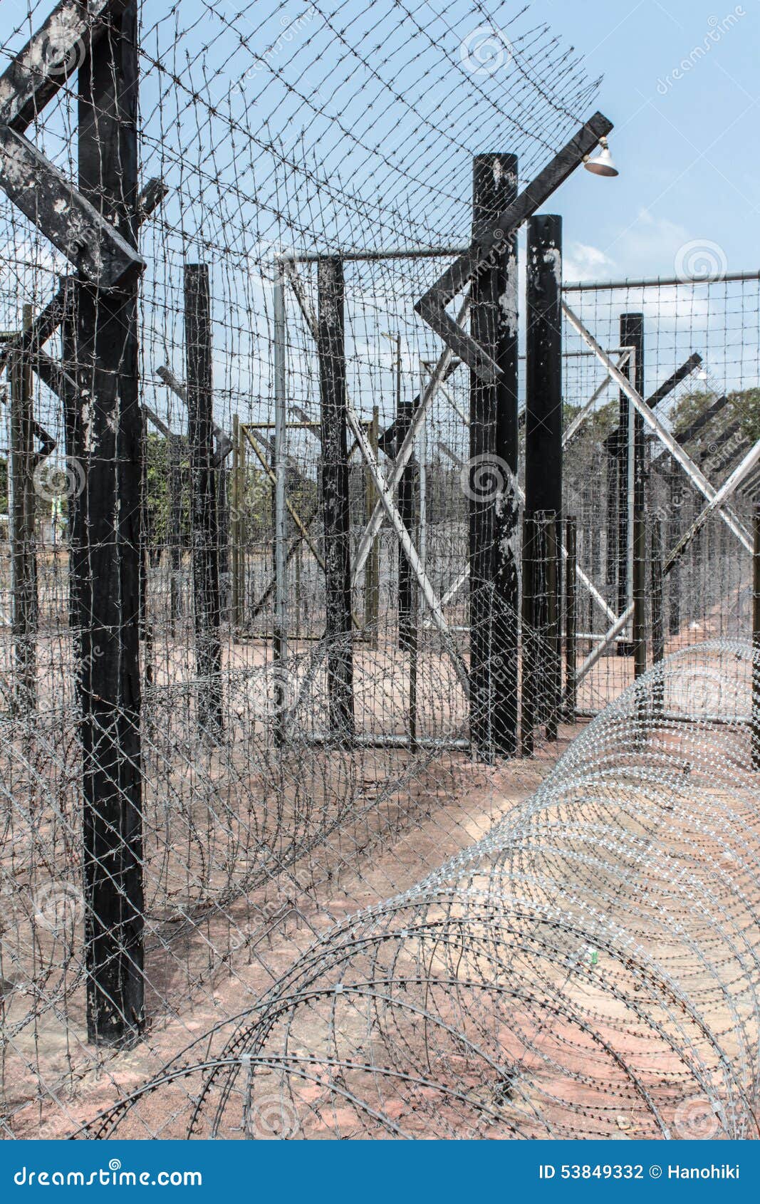 Barbwire fence / border stock photo. Image of barbwire - 53849332