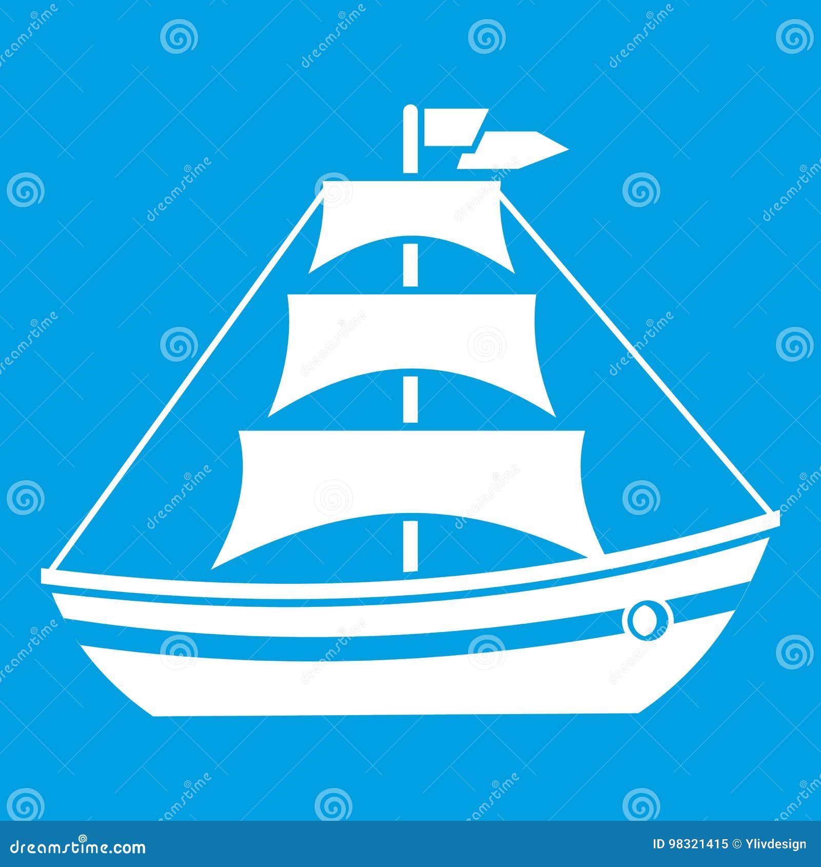 Barca Con Bianco Dell'icona Delle Vele Illustrazione Vettoriale ...