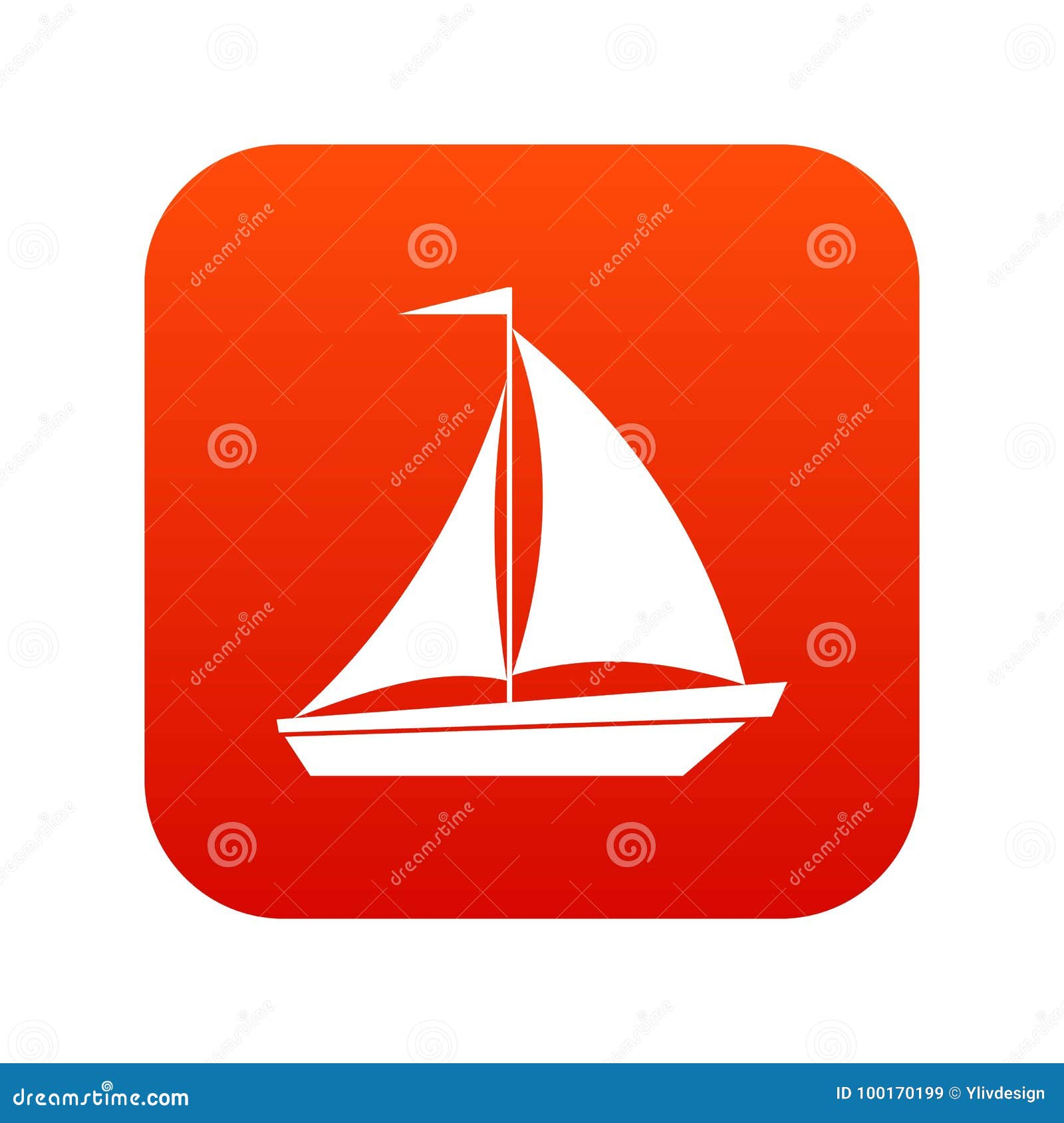 Barca Con Rosso Digitale Dell'icona Delle Vele Illustrazione Vettoriale ...