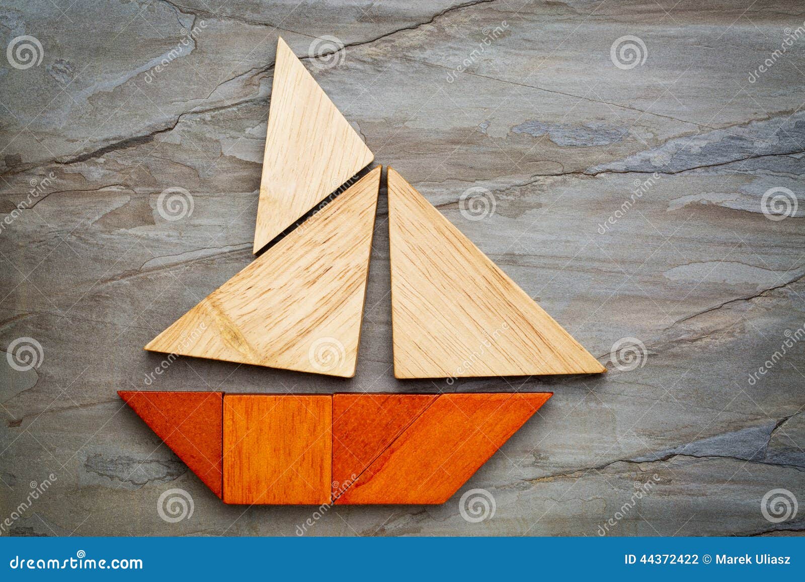 Barca a Vela Astratta Dal Puzzle Del Tangram Fotografia Stock ...