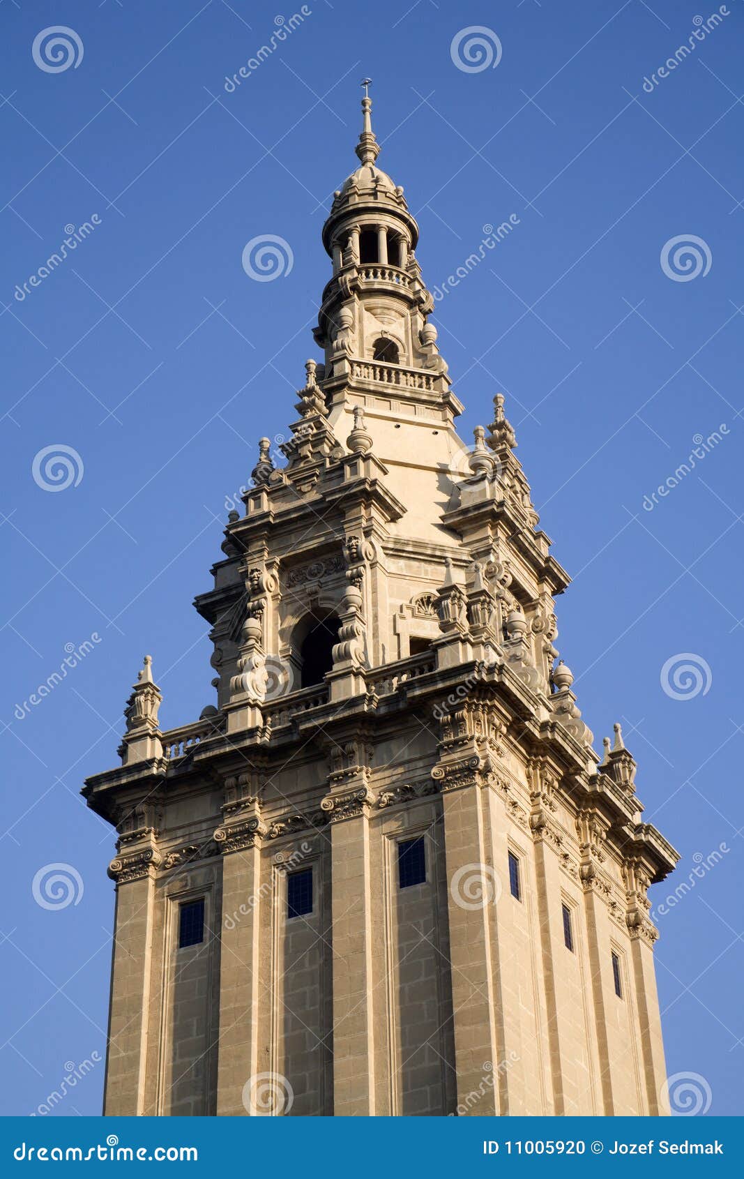 Barcelona - Baroque Tower of Palace Real Stock Photo - Image of ...