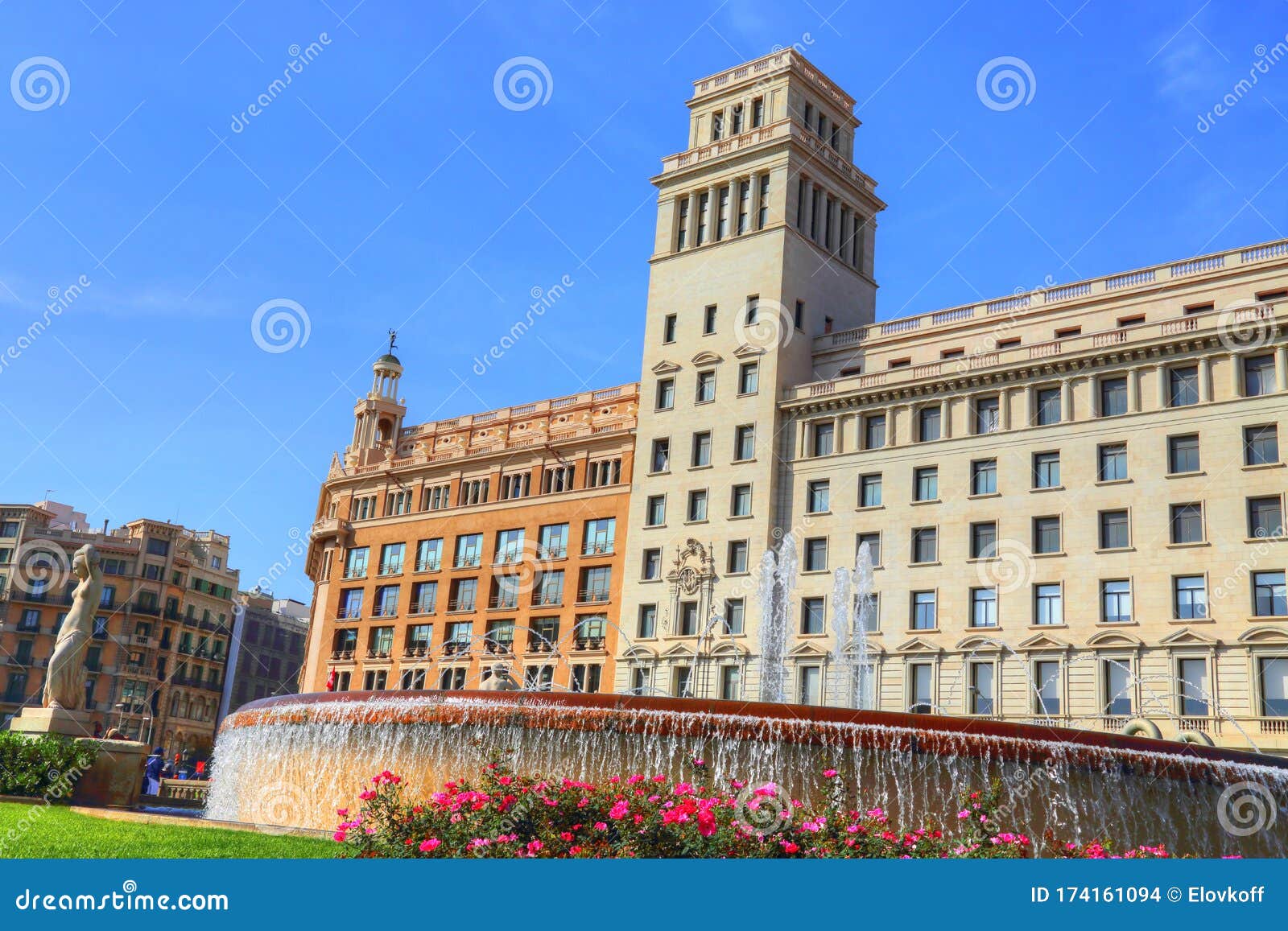 Barcelona Buildings Facing Catalunya Square Stock Photo - Image of ...