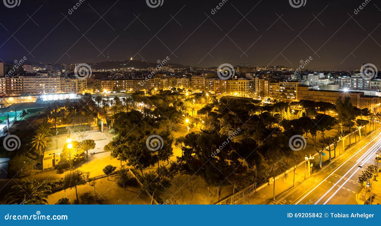 Barcelona City Spain at Night Stock Photo - Image of night, spanish ...