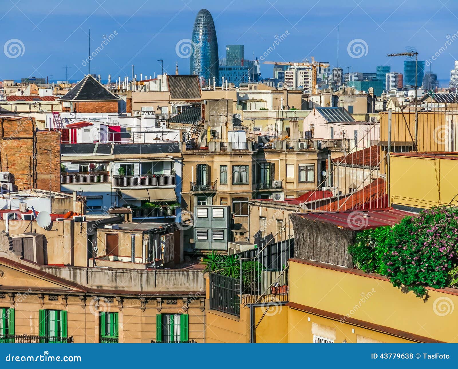 Barcelona cityscape editorial stock photo. Image of torre - 43779638