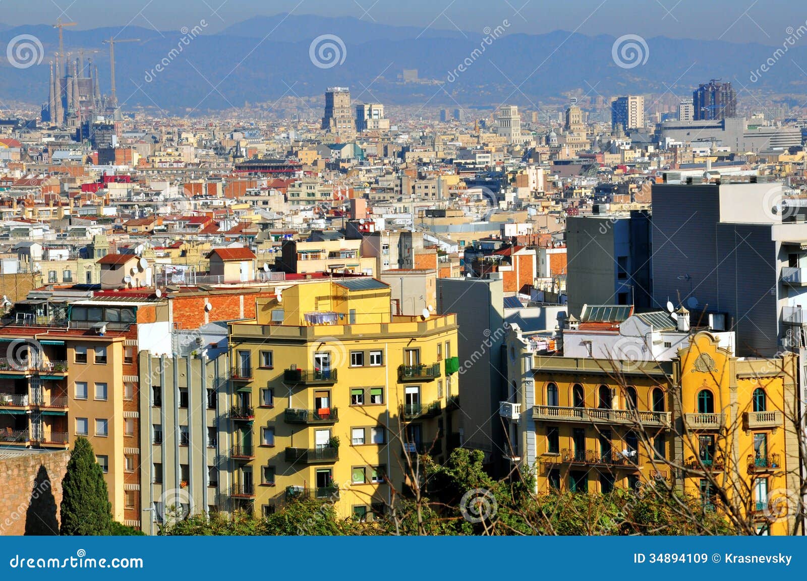 Barcelona cityscape stock image. Image of spain, cathedral - 34894109