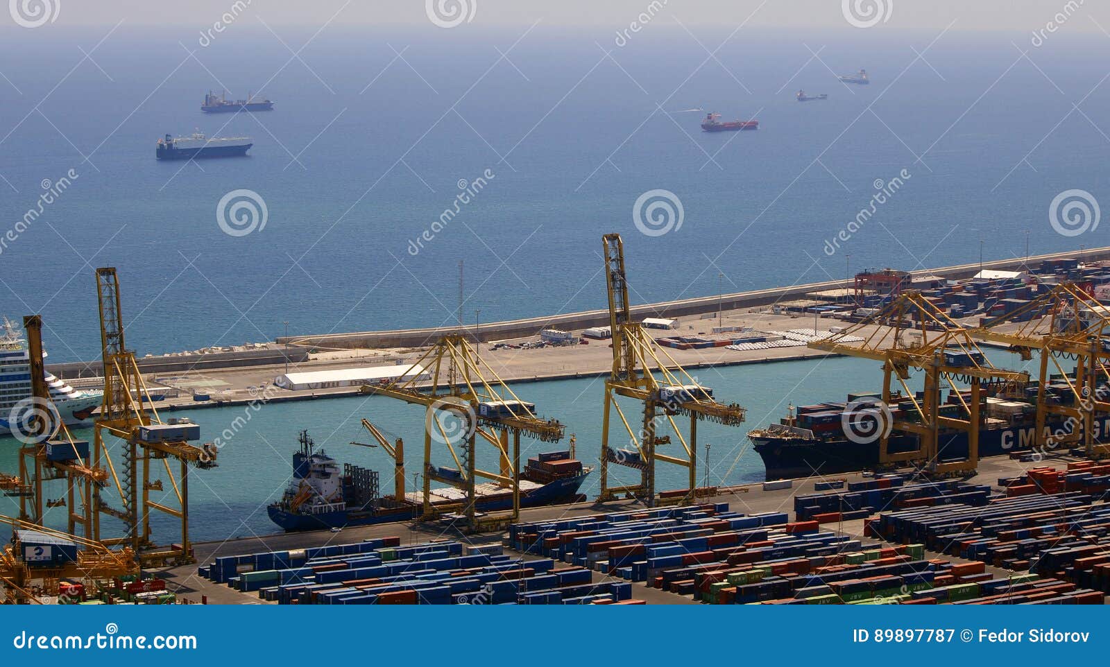 Barcelona container port editorial photography. Image of europe - 89897787