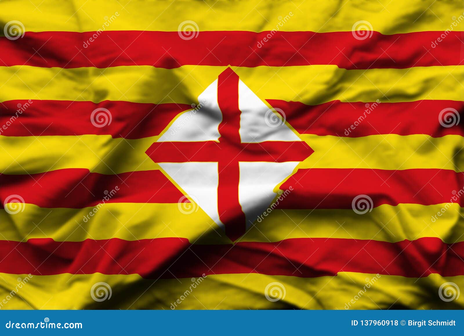 Barcelona Realistic Flag Illustration. | CartoonDealer.com #137970279