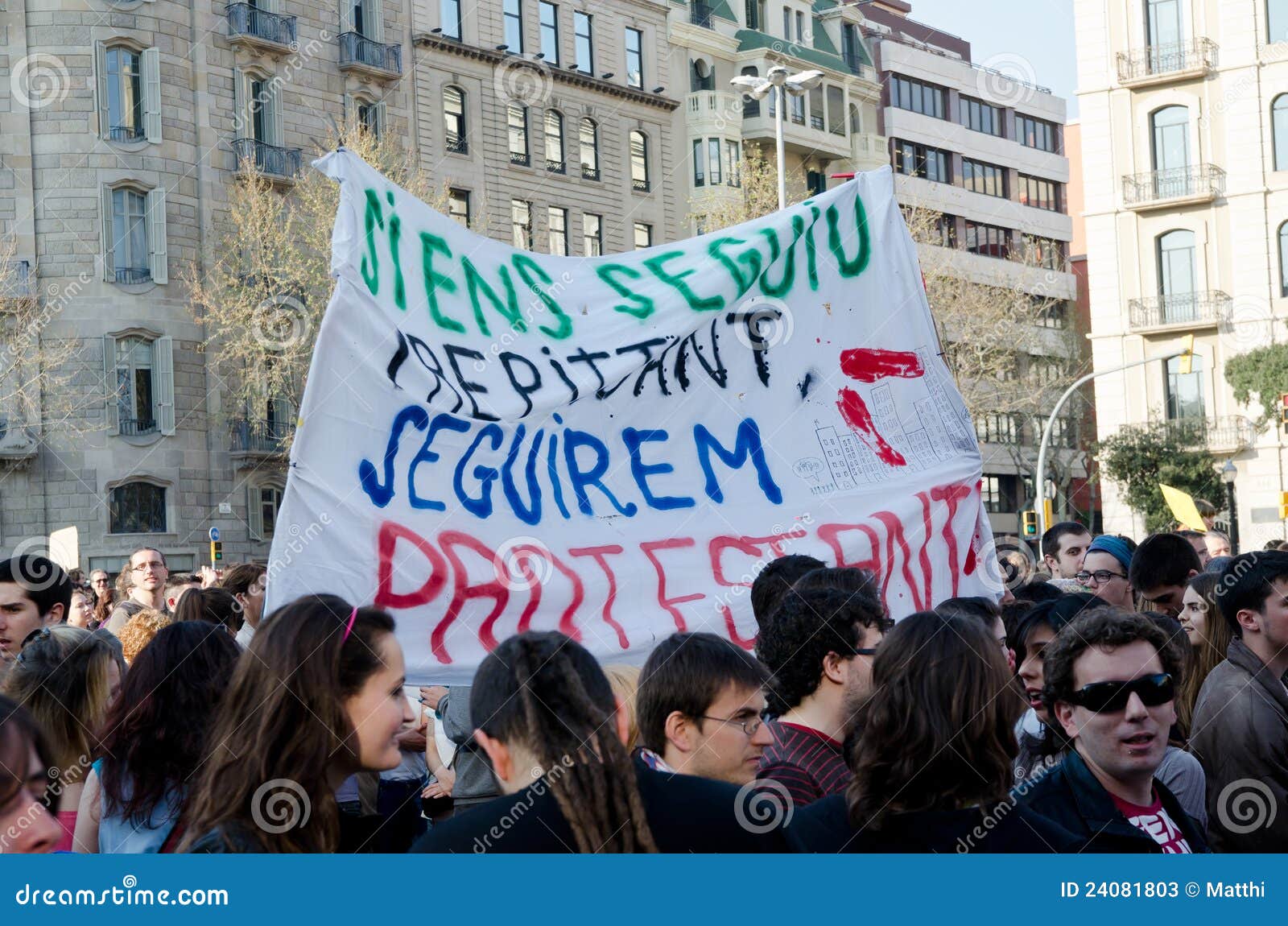 Barcelona - General strike editorial stock photo. Image of cointainer ...
