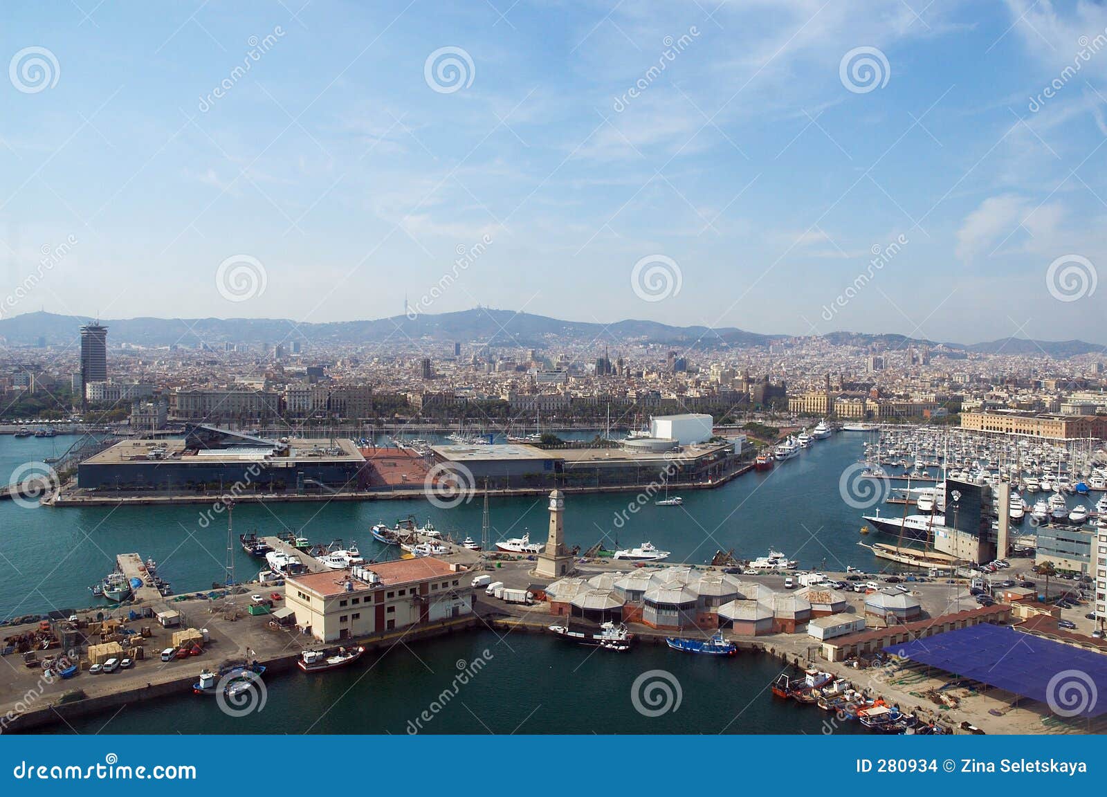 Barcelona, General View from the Sea Stock Photo - Image of marina ...