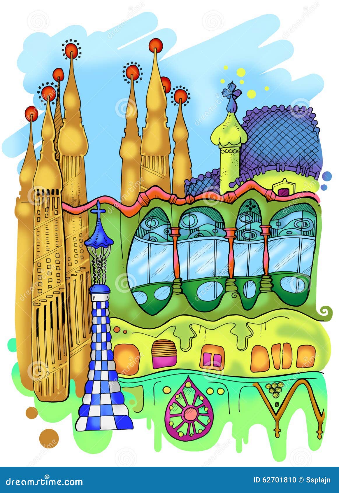 Barcelona-Illustration redaktionelles bild. Illustration von traumland ...