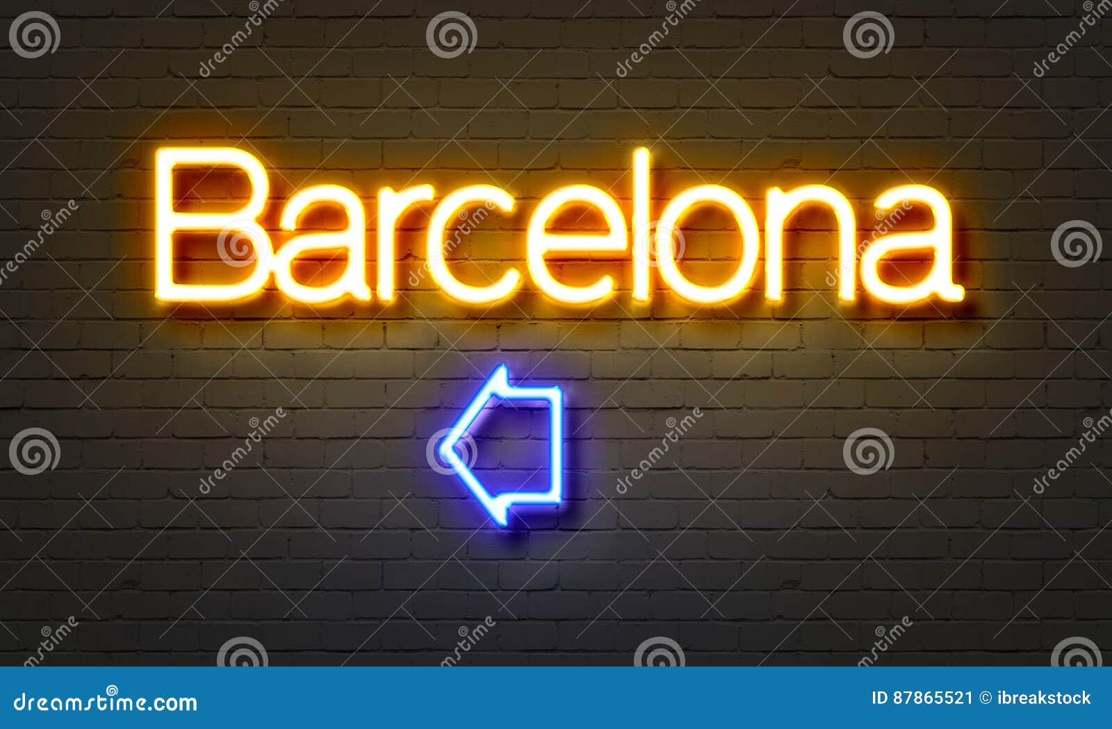Barcelona Neon Sign on Brick Wall Background. Stock Image - Image of ...