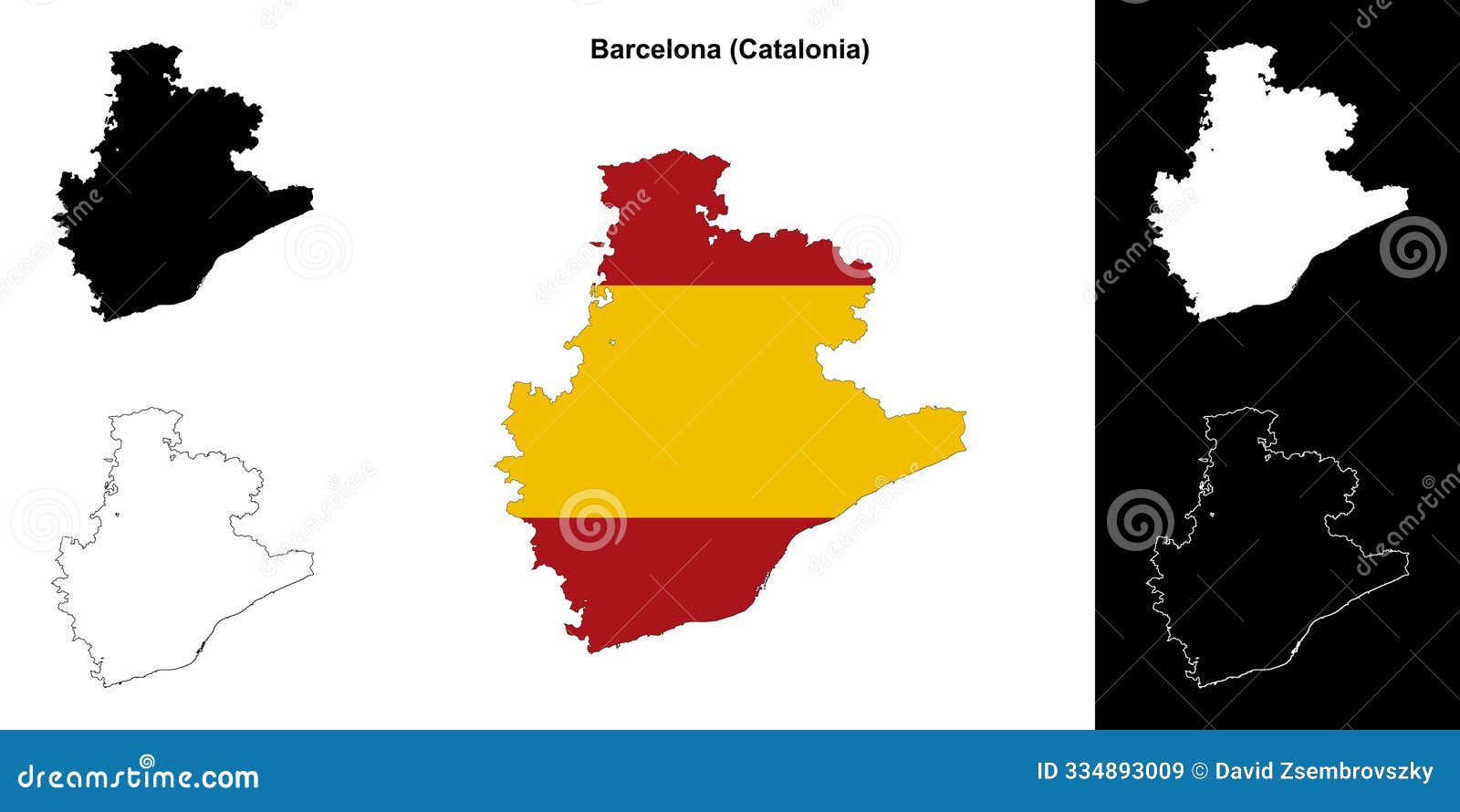 Barcelona Outline Map. Vector Map Of Barcelona City Area Borders With ...