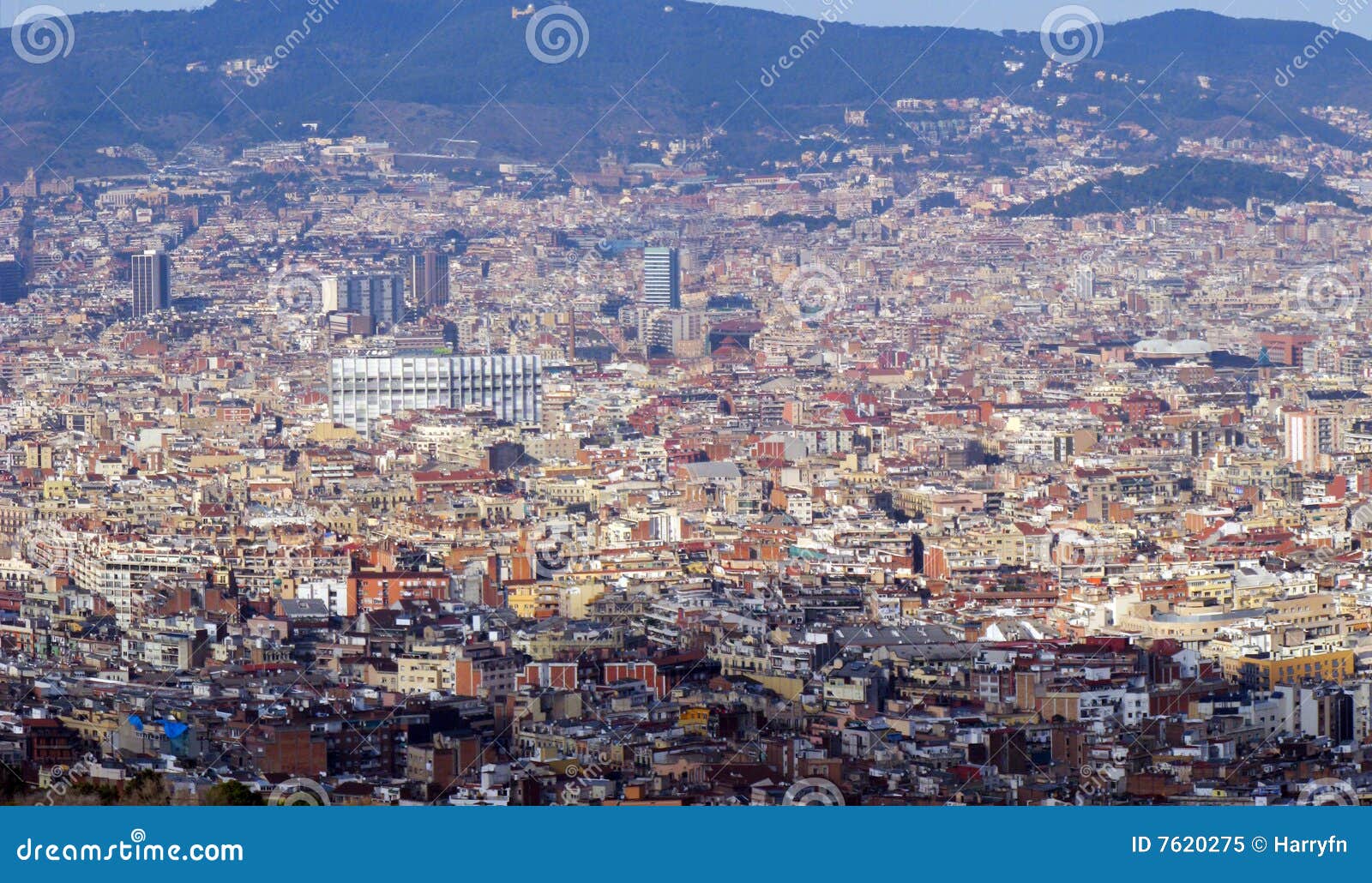 Barcelona panorama stock image. Image of mountains, wide - 7620275