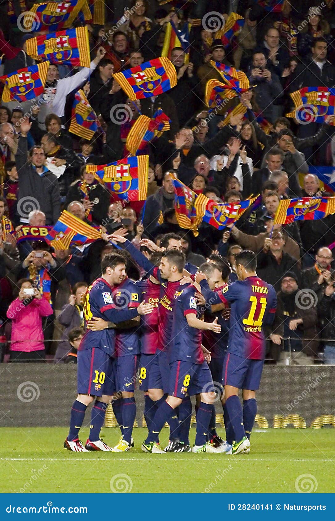 Barcelona Players Celebrating a Goal Editorial Photo - Image of fans ...