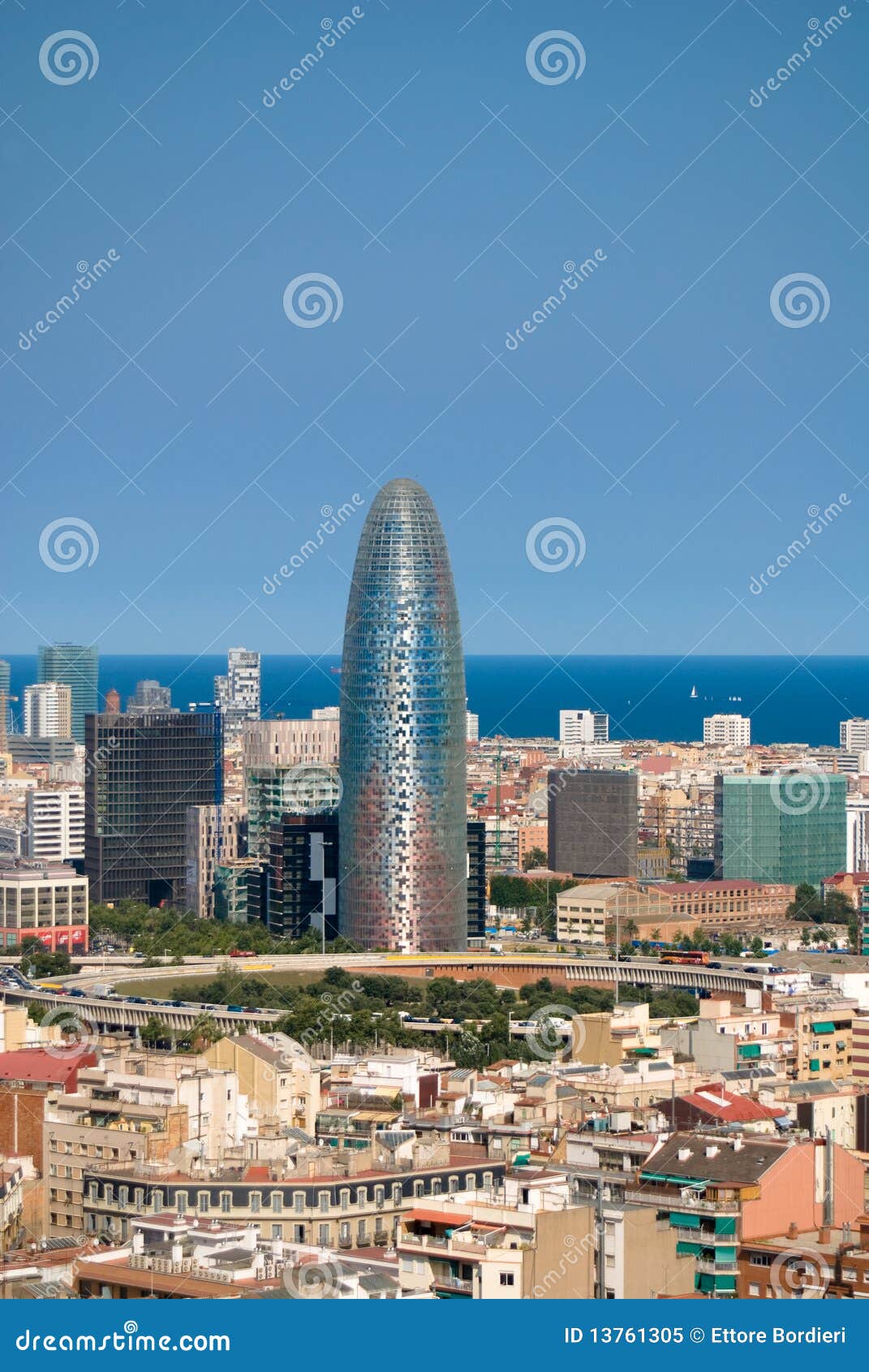 Barcelona s landscape stock image. Image of oval, skyscraper - 13761305