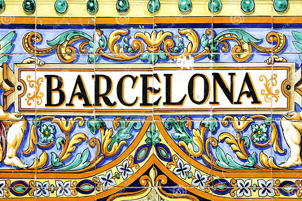 Barcelona sign stock photo. Image of signal, deco, mosaic - 13443140
