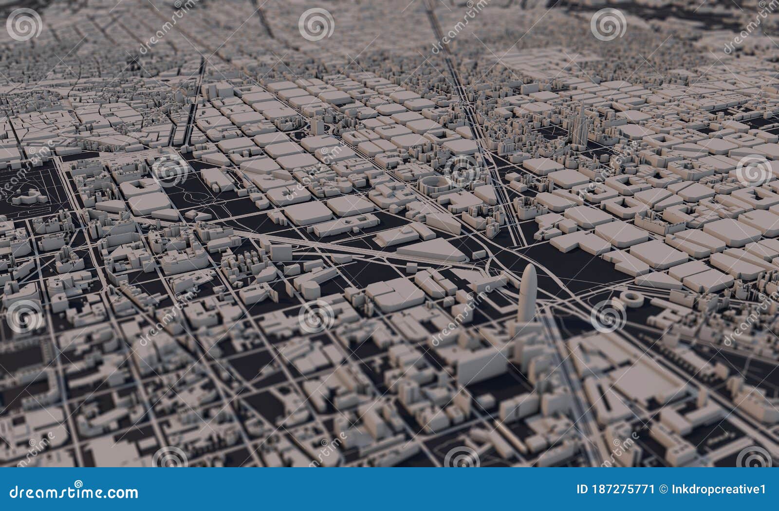 Barcelona, Spain City Map 3D Rendering. Aerial Satellite View Stock ...