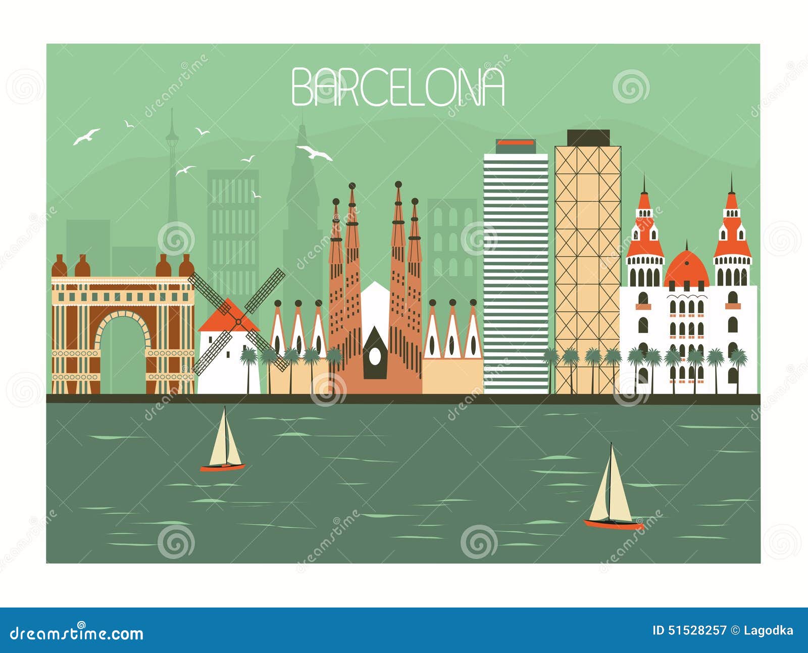 Barcelona Spain stock vector. Illustration of high, dark - 51528257