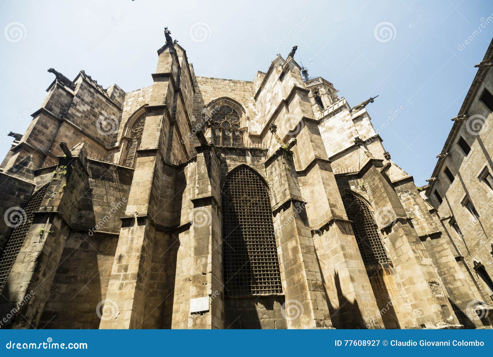 Barcelona (Spain): the Gothic Cathedral Stock Image - Image of exterior ...