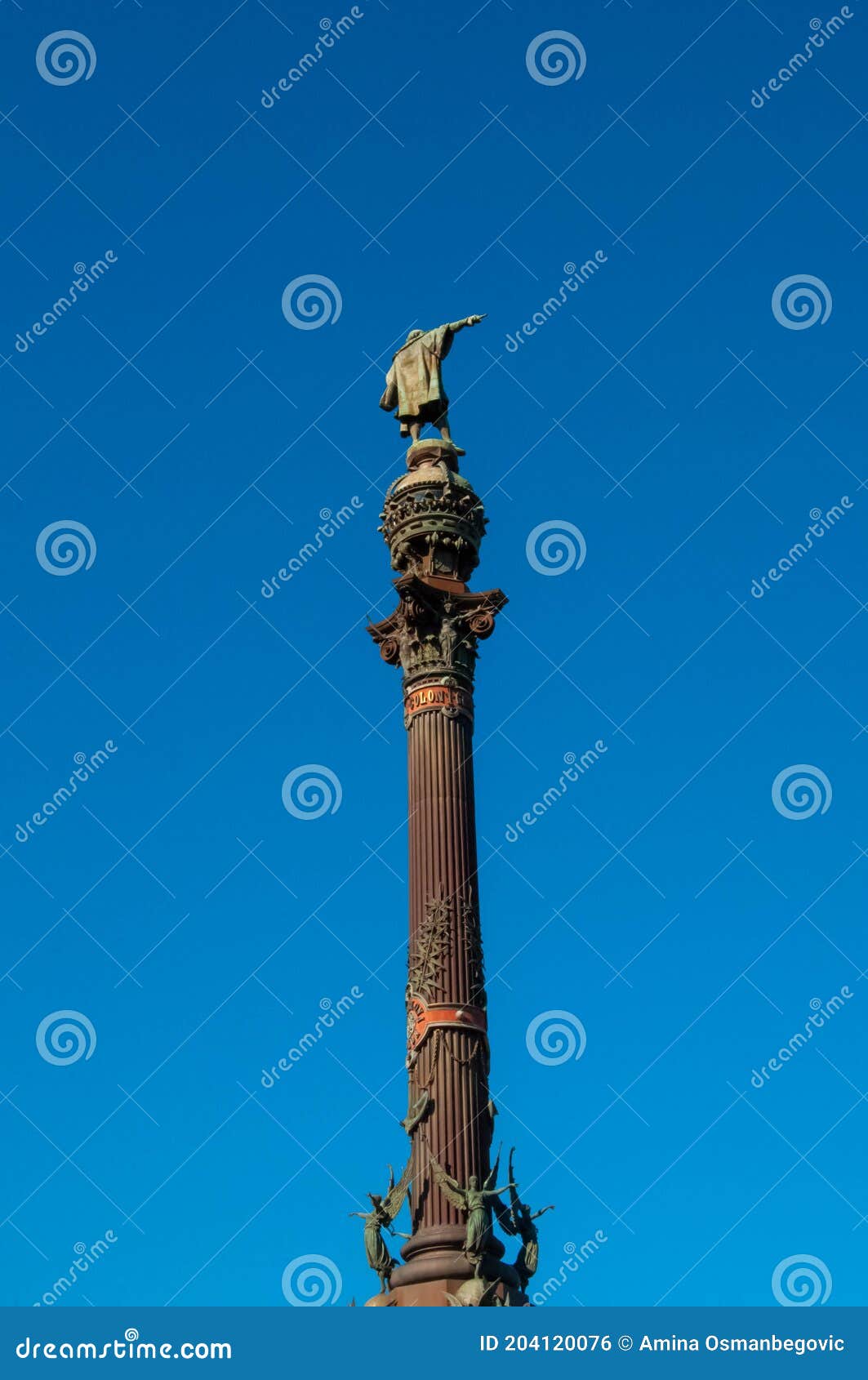 Barcelona Spain June 12. 2019 Christopher Columbo Monument Editorial ...