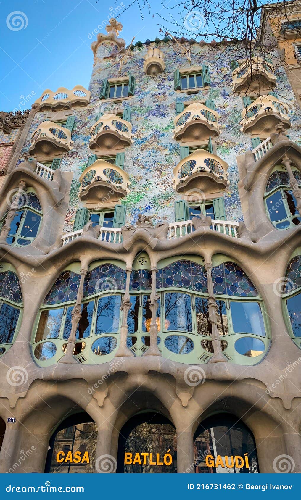 Low Angle Dramatic View Of The Casa Batllo Facade Known As The House Of ...