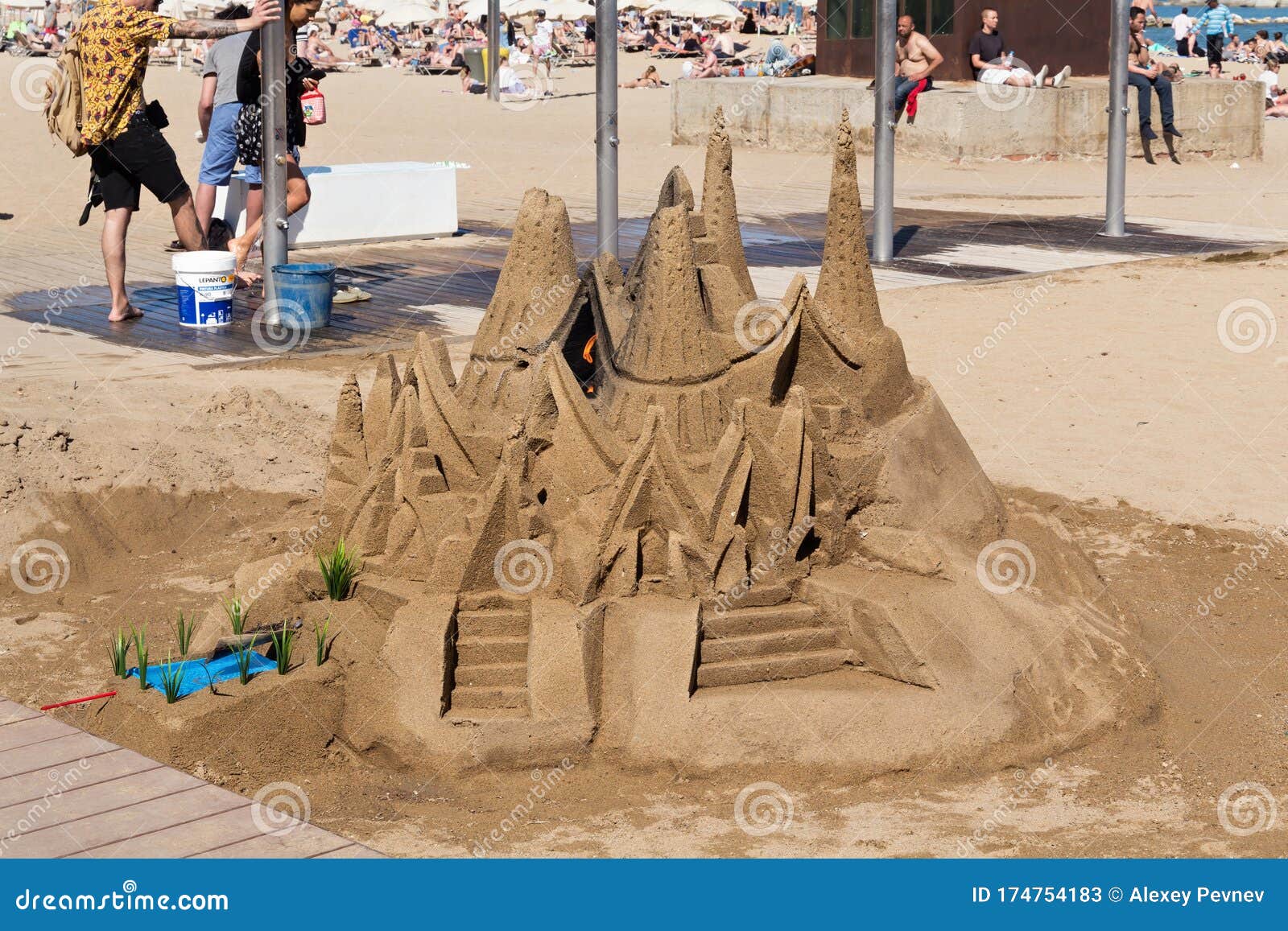 BARCELONA, SPAIN - MAY 15, 2017: Sand Sculpture in the Shape of a ...