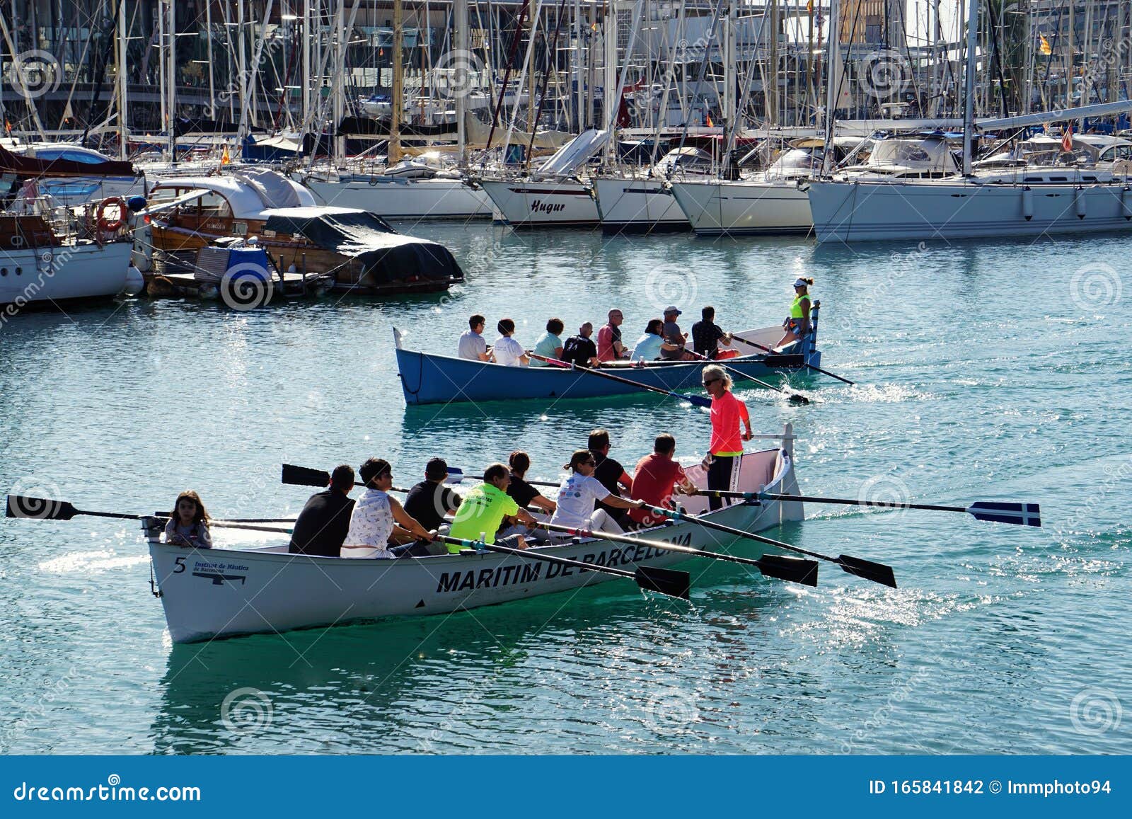 Barcelona, Spain - 26th October 2019: Rowing Team in the Port of ...