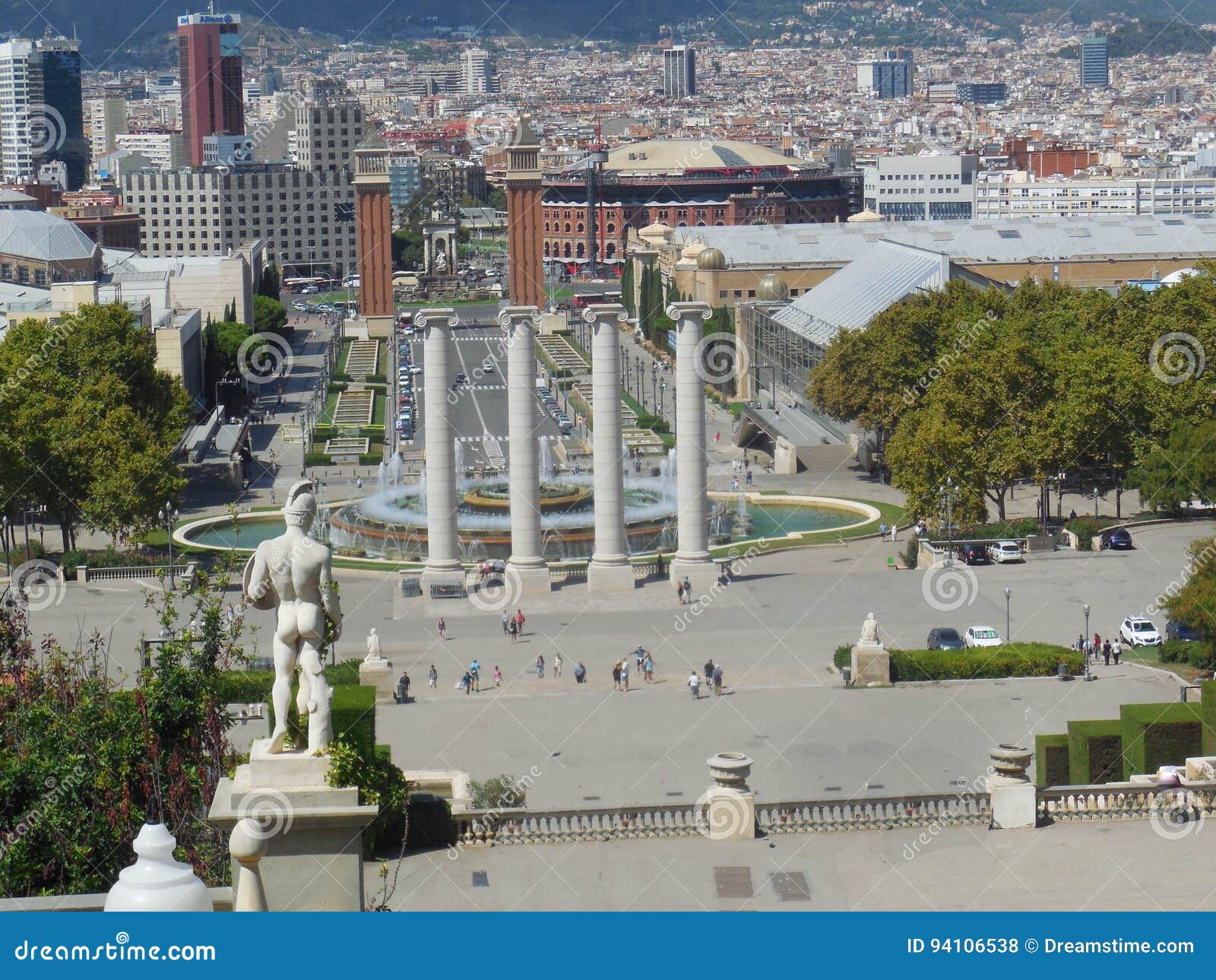 Barcelona from the Steps stock photo. Image of statue - 94106538