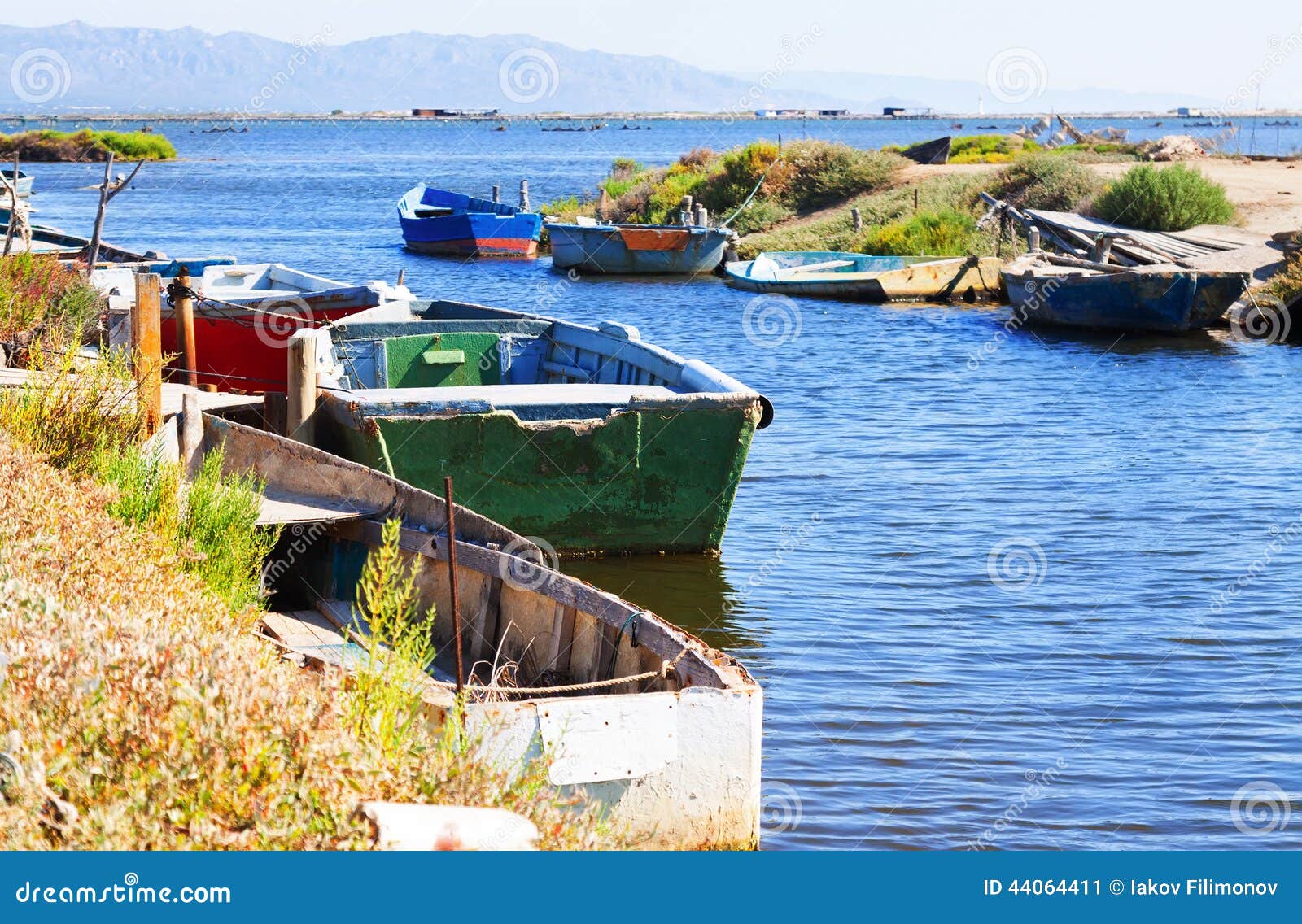 Barche Al Delta Del Fiume Ebro Immagine Stock - Immagine di estate ...