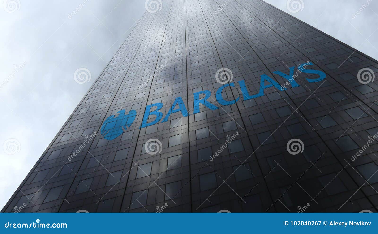 Barclays Logo on a Skyscraper Facade Reflecting Clouds. Editorial 3D ...