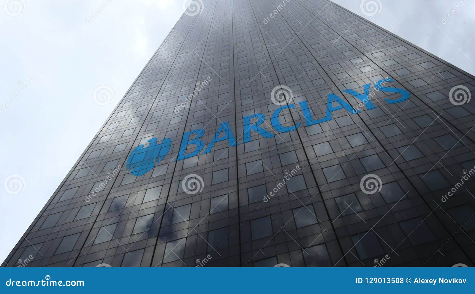 Barclays Logo on a Skyscraper Facade Reflecting Clouds, Time Lapse ...