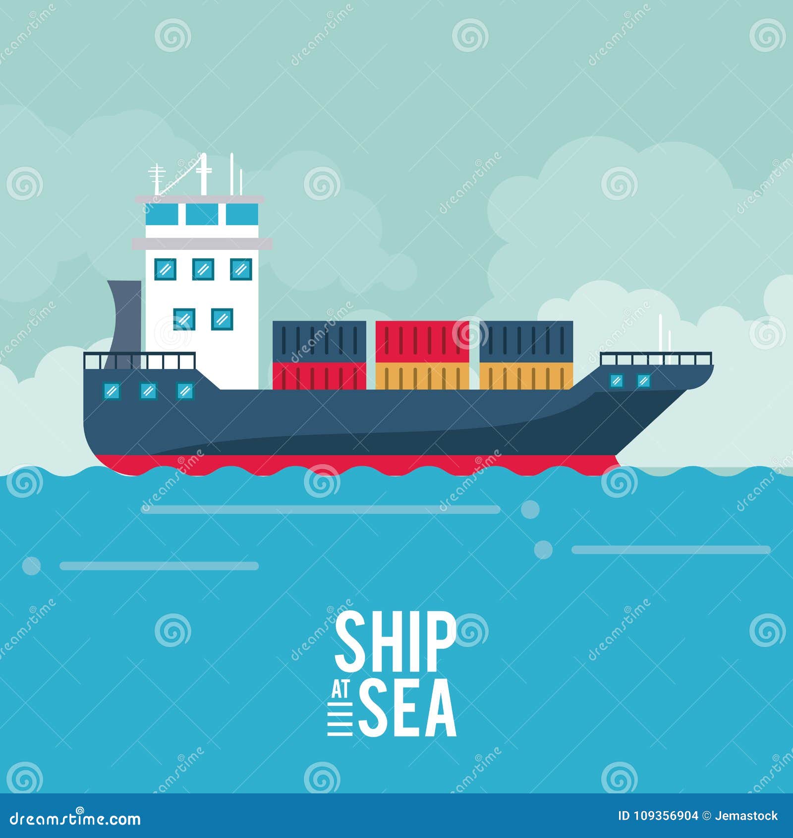 Barco Del Carguero En El Mar Ilustración del Vector - Ilustración de ...