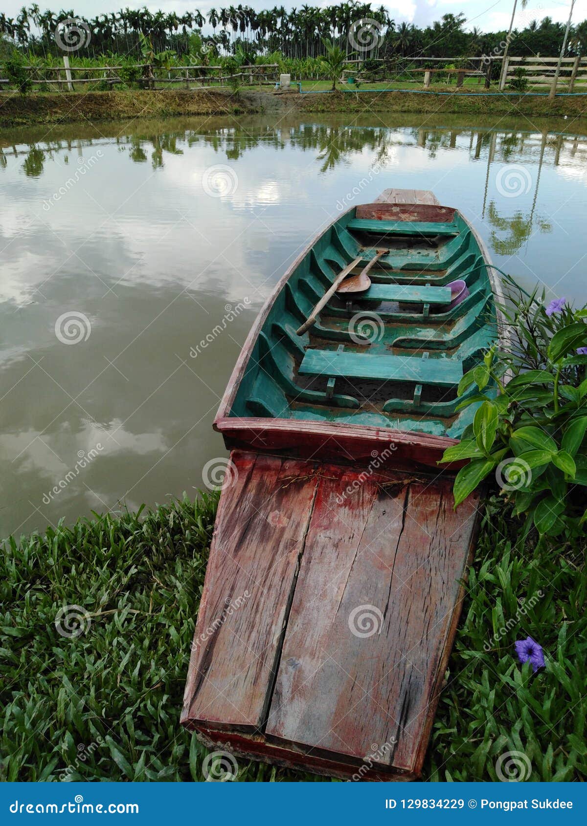 Barco verde en piscina imagen de archivo. Imagen de paisaje - 129834229
