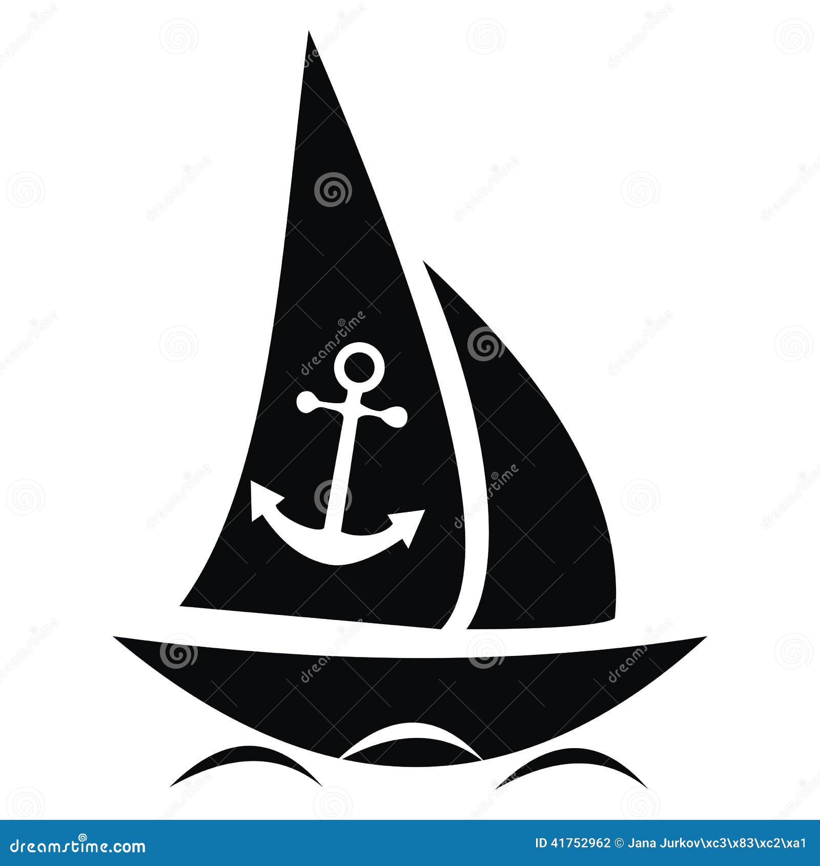 Barco y ancla ilustración del vector. Ilustración de glifo - 41752962