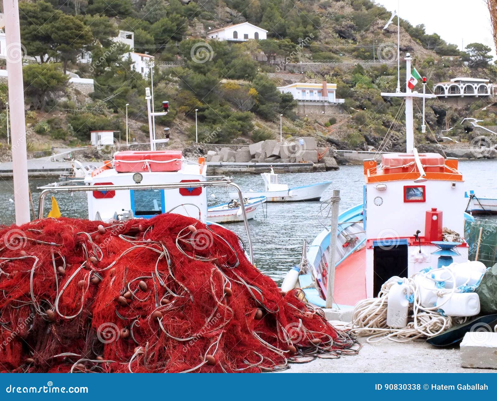 Barco y red de Fisher foto de archivo. Imagen de barras - 90830338