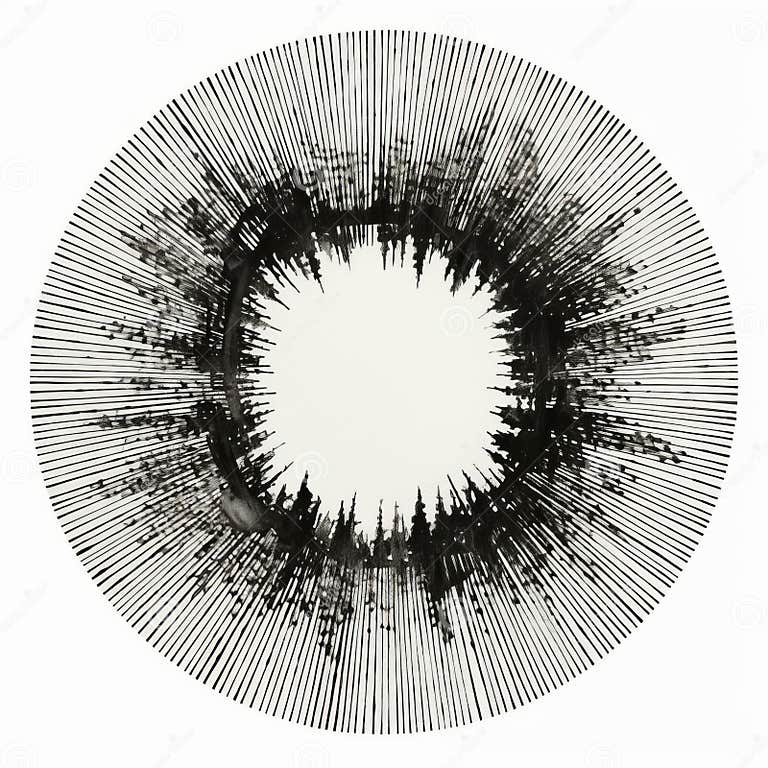Circular Barcode Image with Vertical Straight Lines on Paper Stock ...