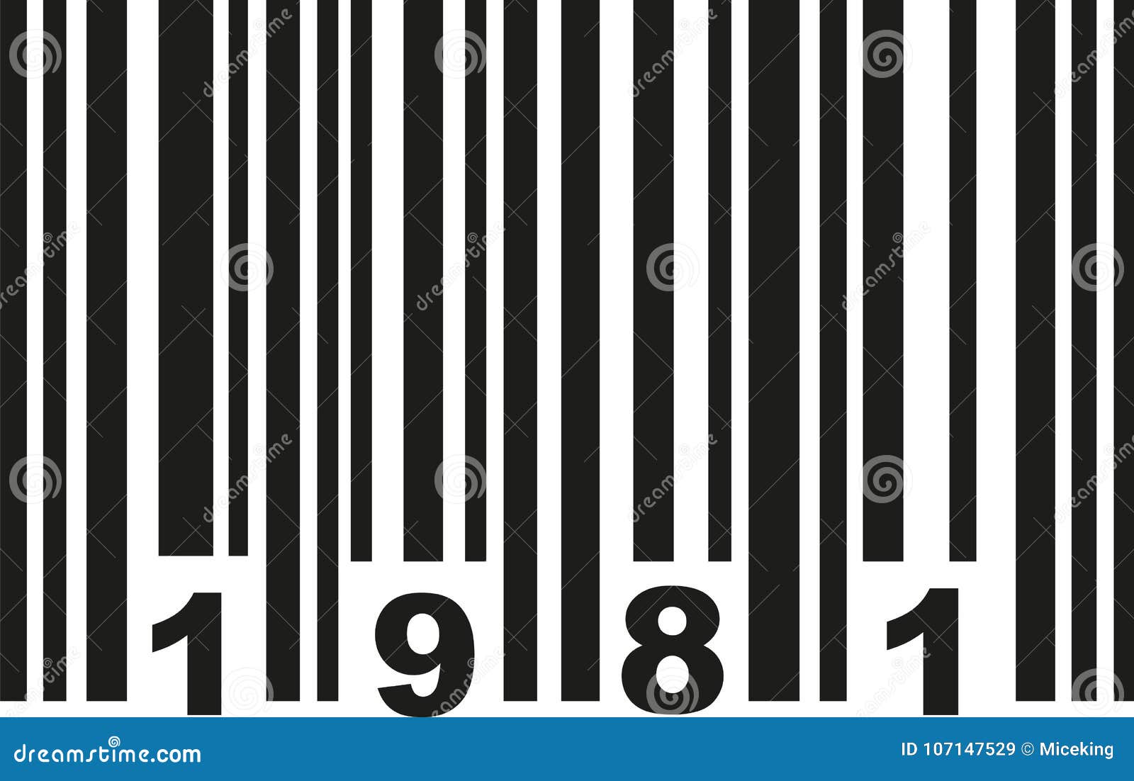 Barcode 1981 vector stock vector. Illustration of number - 107147529