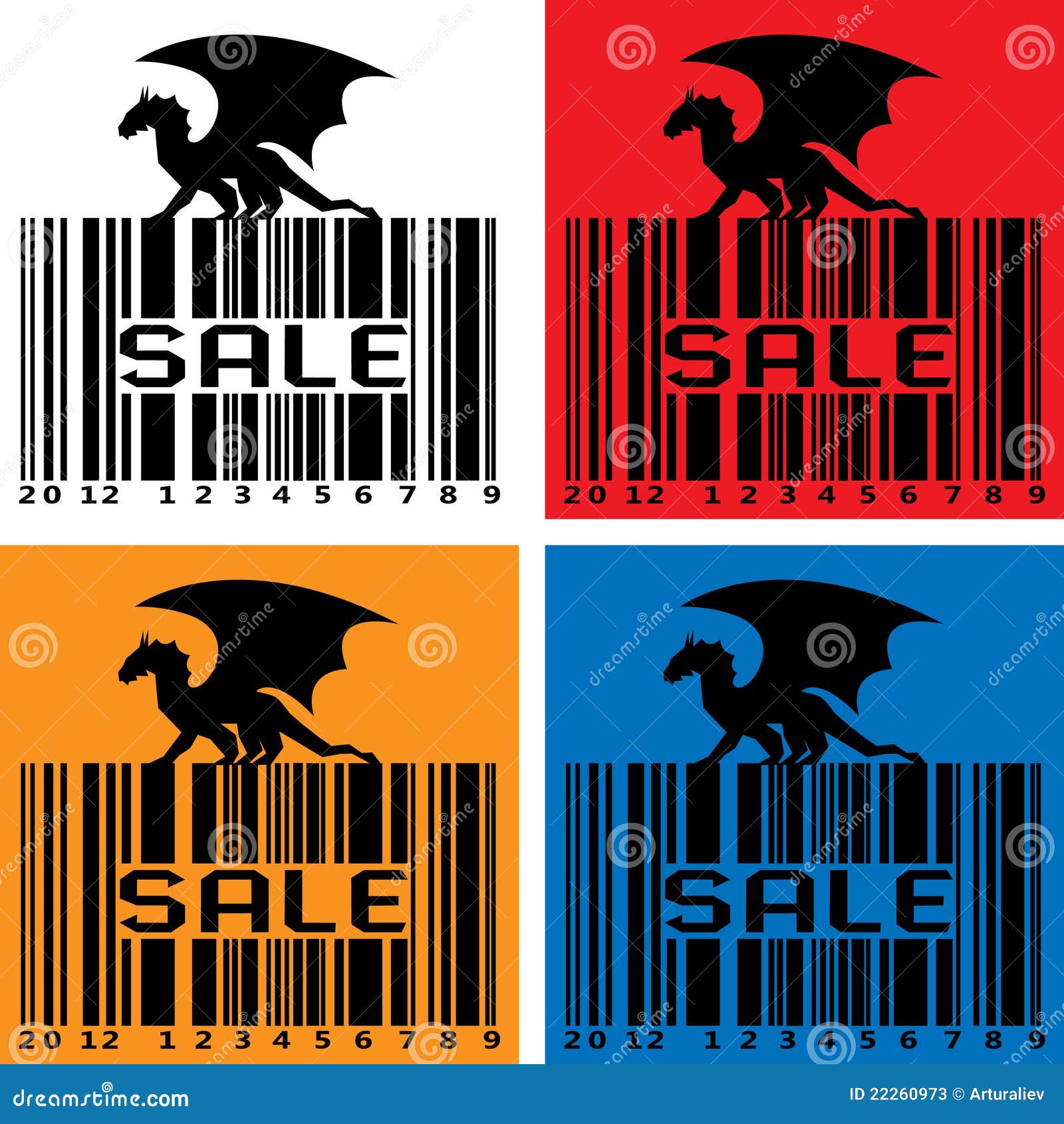 Barcode with black Dragon stock illustration. Illustration of element ...
