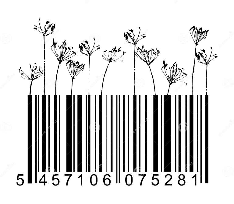 Barcode black flowers stock vector. Illustration of elements - 19402993