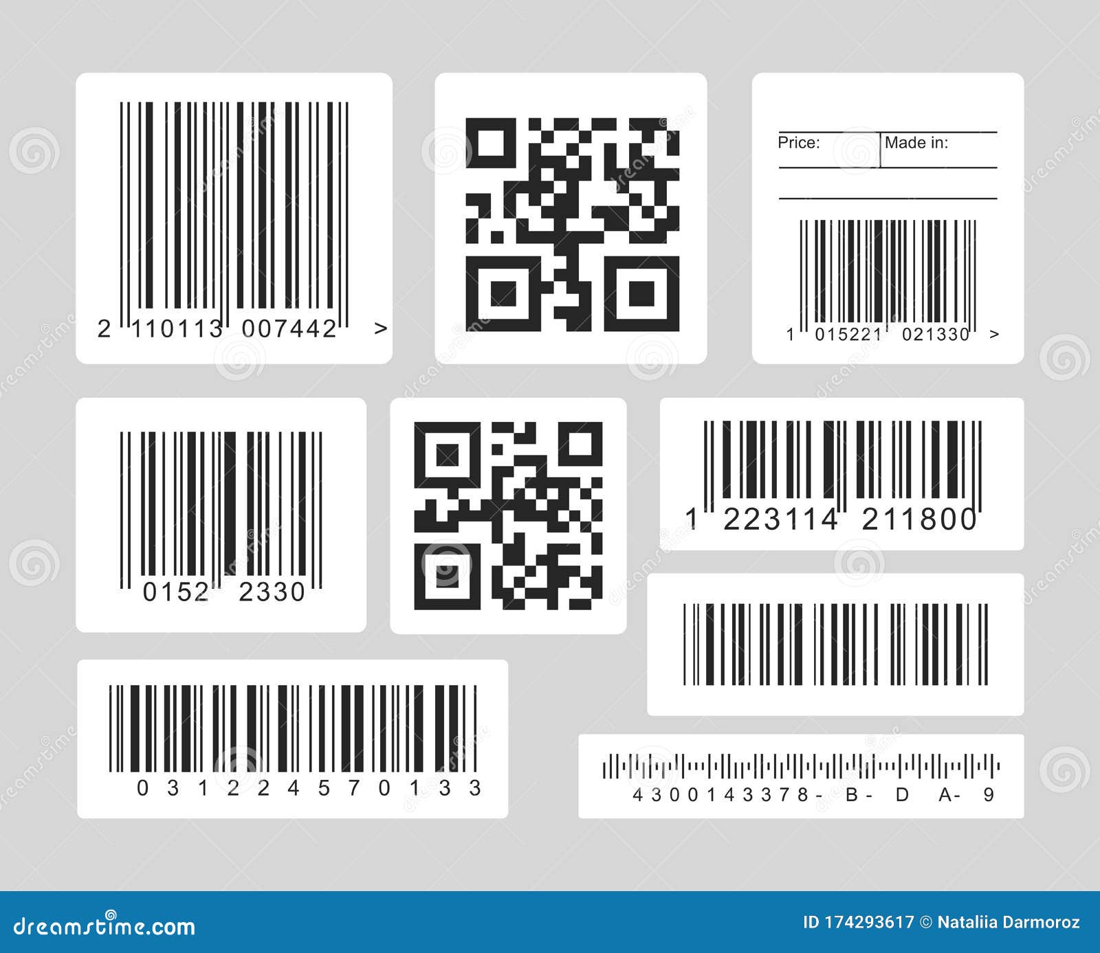 Barcode Black and White Vector Illustrations Set Stock Vector ...