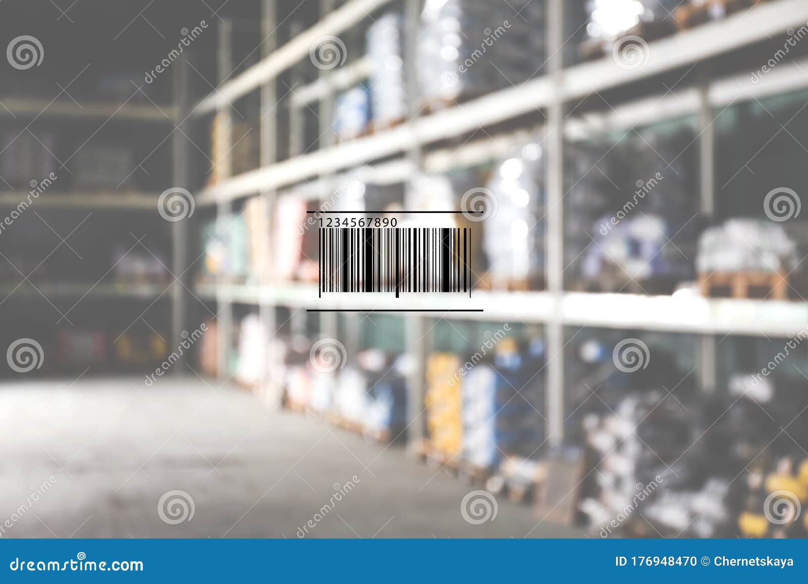 Barcode and Blurred View of Wholesale Warehouse Stock Photo - Image of ...