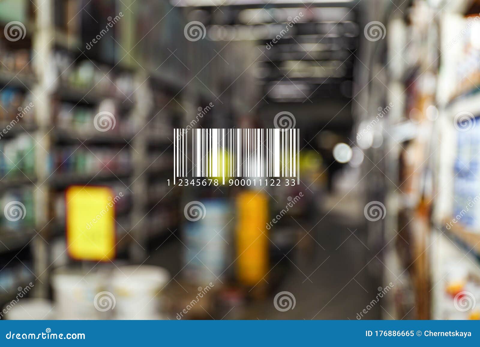 Barcode and Blurred View of Wholesale Warehouse Stock Image - Image of ...
