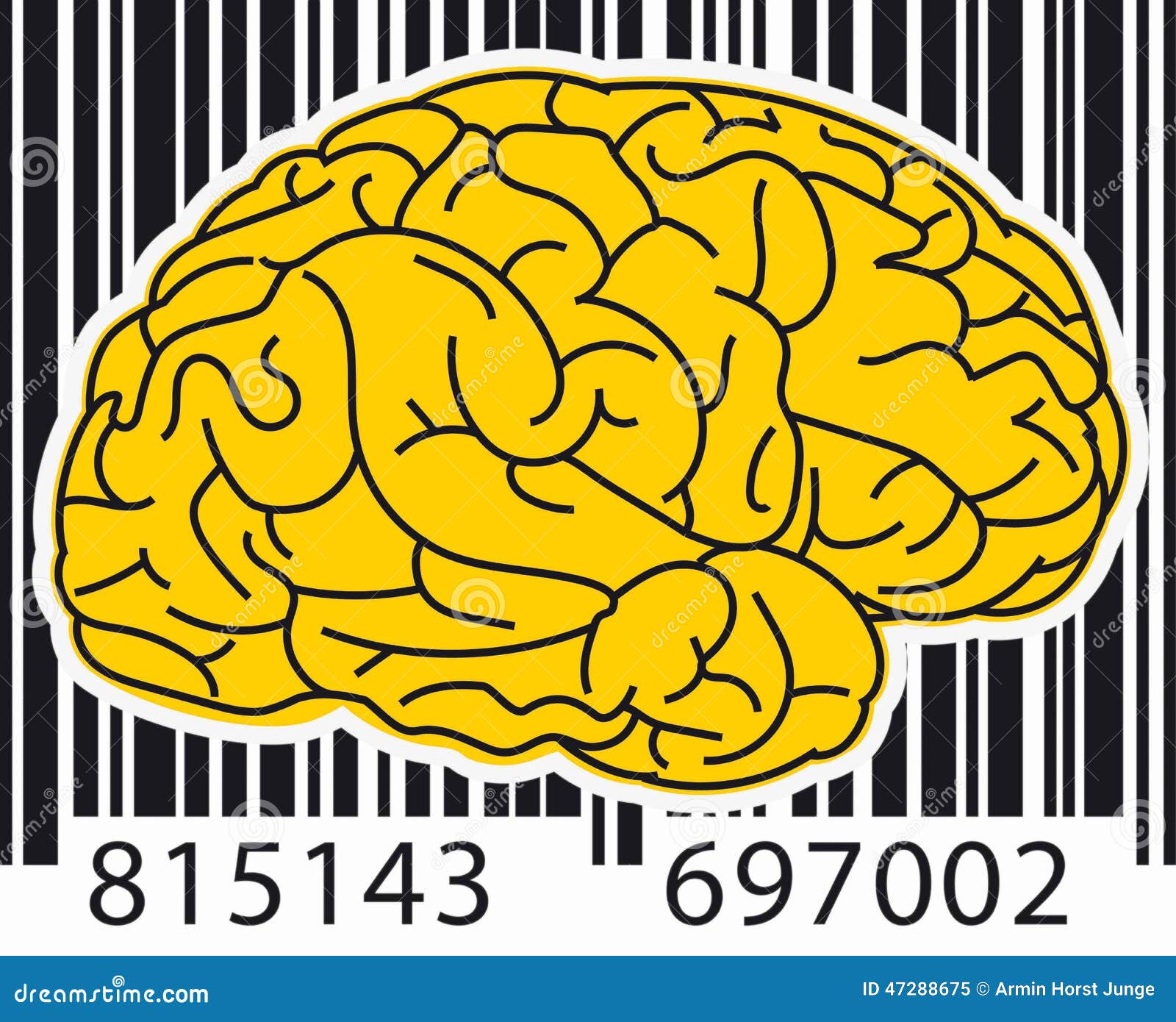 Barcode Brain Yellow stock illustration. Illustration of yellow - 47288675