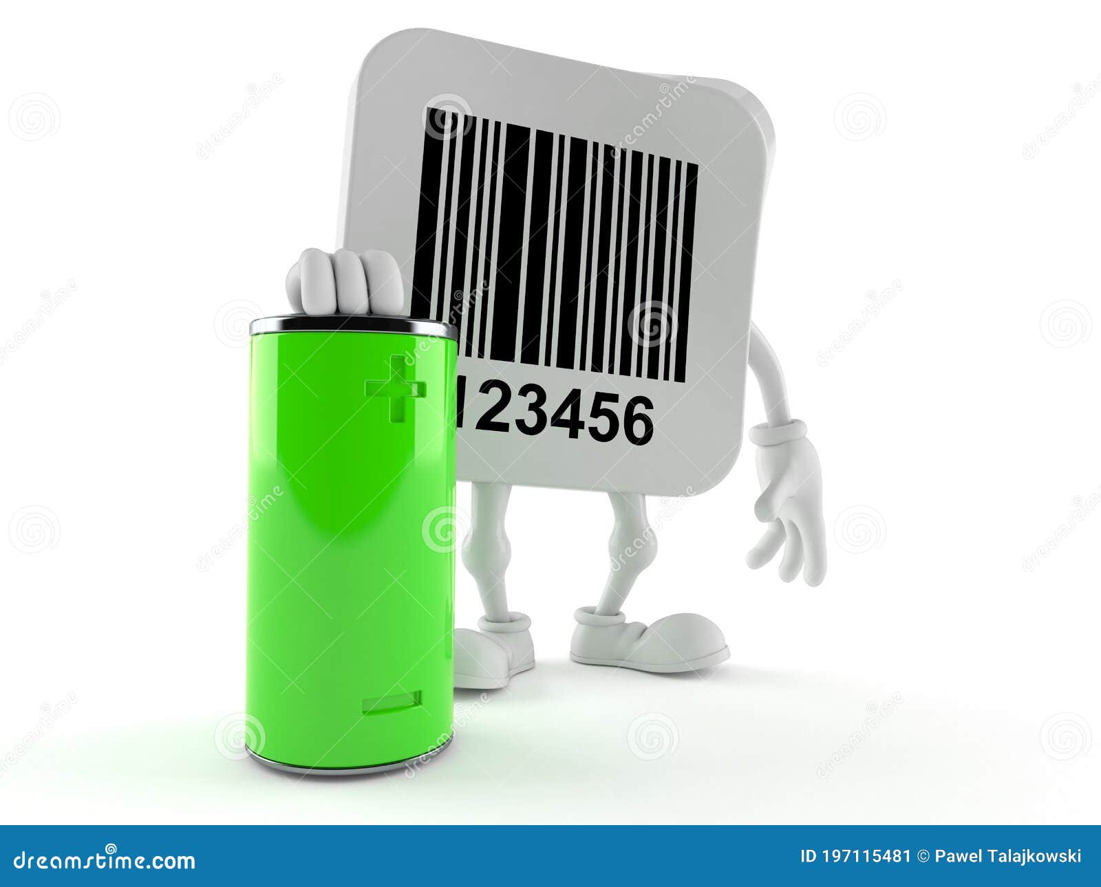 Barcode Character with Battery Stock Illustration - Illustration of ...