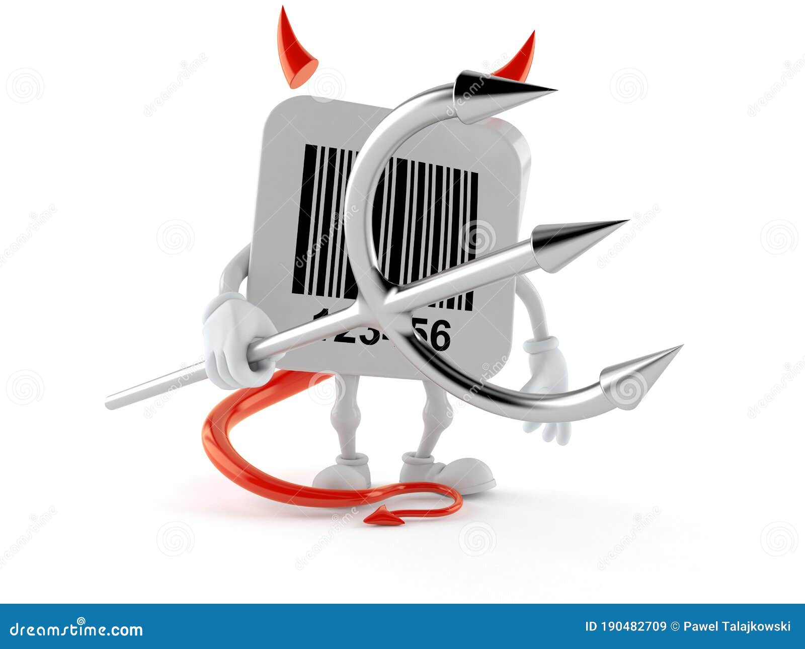 Barcode Character with Devil Horns and Pitchfork Stock Illustration ...