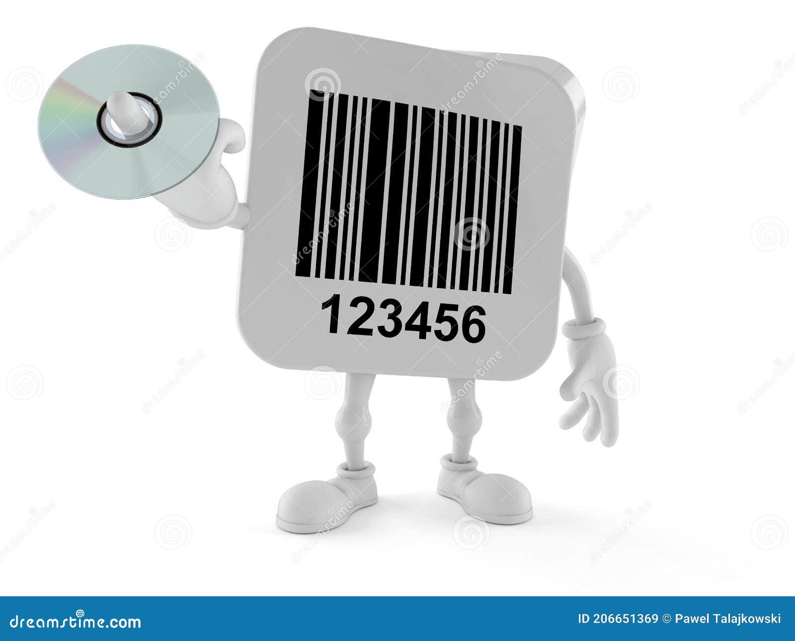 Barcode Character Holding Cd Disc Stock Illustration - Illustration of ...