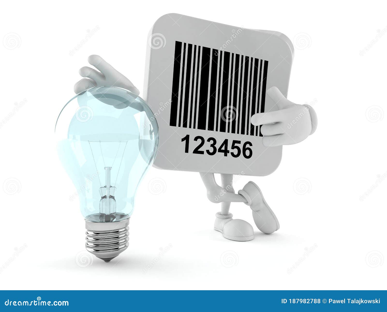 Barcode Character with Light Bulb Stock Illustration - Illustration of ...