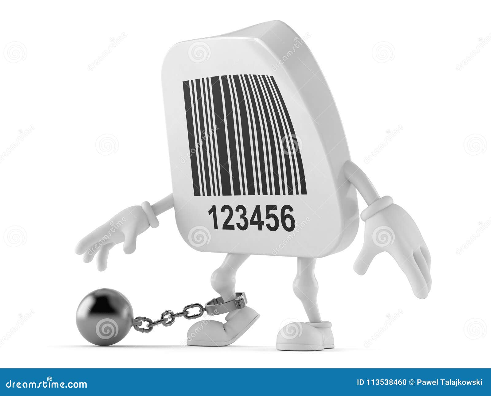 Barcode Character with Prison Ball Stock Illustration - Illustration of ...