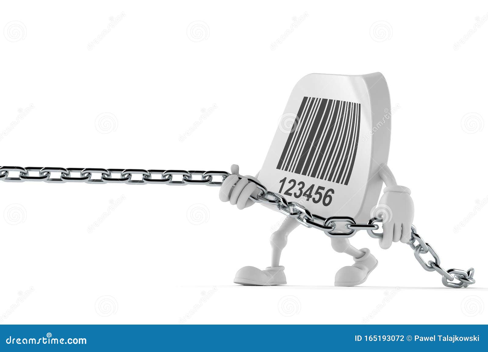 Barcode Character Pulling Chain Stock Illustration - Illustration of ...